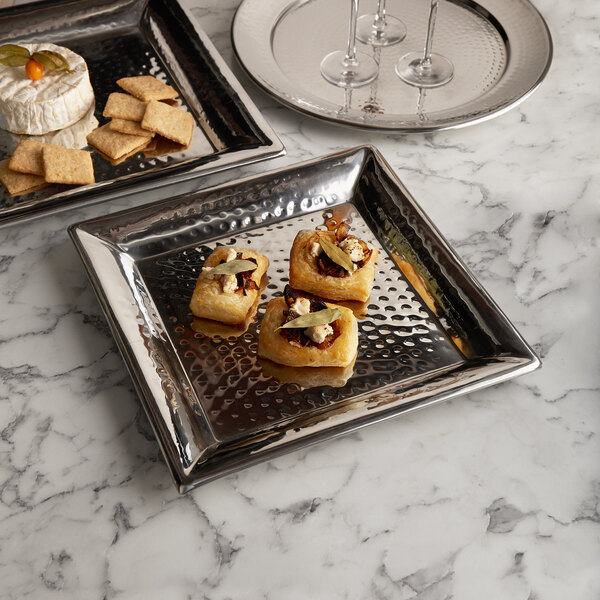 American Metalcraft HMSQ12 12" Square Hammered Stainless Steel Tray ...