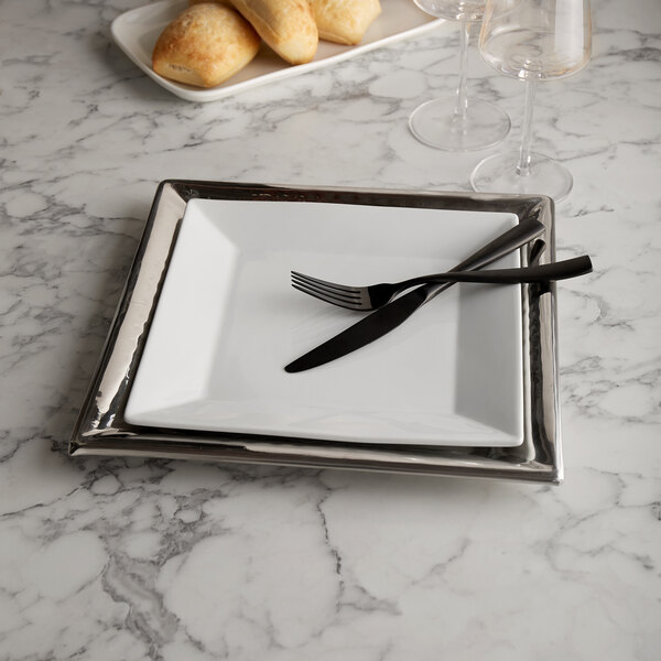 American Metalcraft HMSQ12 12" Square Hammered Stainless Steel Tray ...