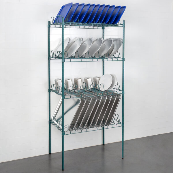 Regency 24" x 36" Green Epoxy Wire Drying Rack Shelf - 3" Slots