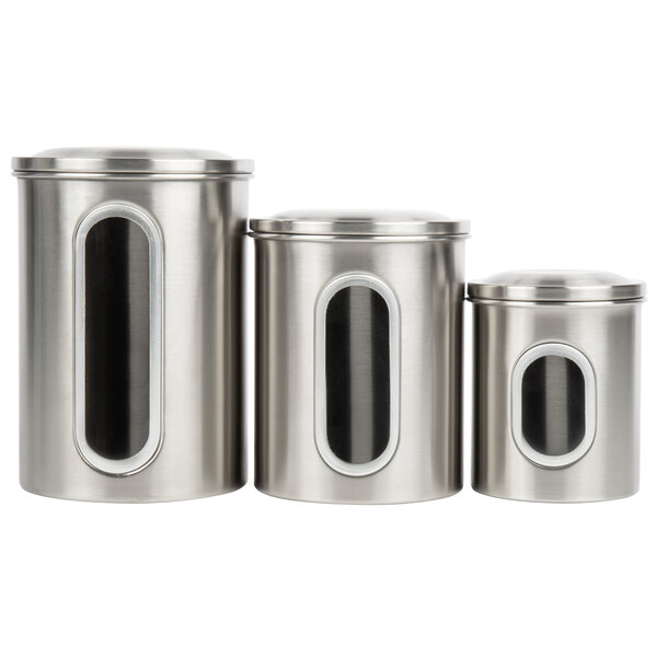 Fox Run Stainless Steel 3-Piece Ingredient Storage Canister Set