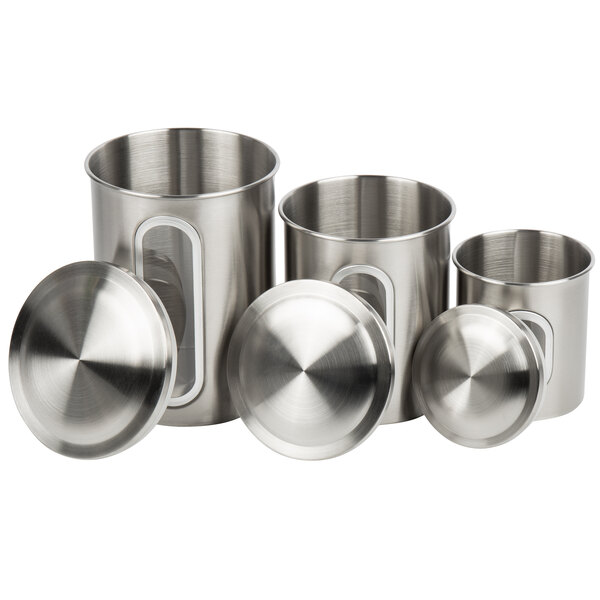 Fox Run Stainless Steel 3-Piece Ingredient Storage Canister Set