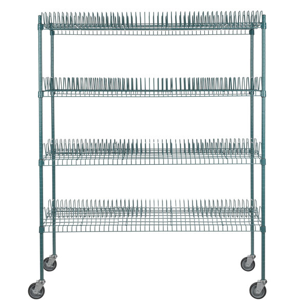 Regency 24" x 60" Green Epoxy Drying Rack 4-Shelf Kit with 64" Posts ...