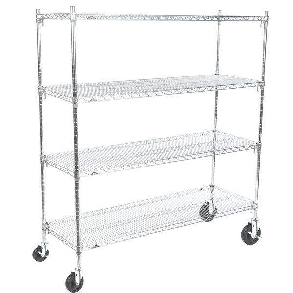 Metro A466EC Super Adjustable Chrome 4 Tier Mobile Shelving Unit with ...