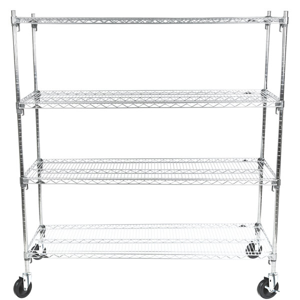 Metro A466EC Super Adjustable Chrome 4 Tier Mobile Shelving Unit with ...