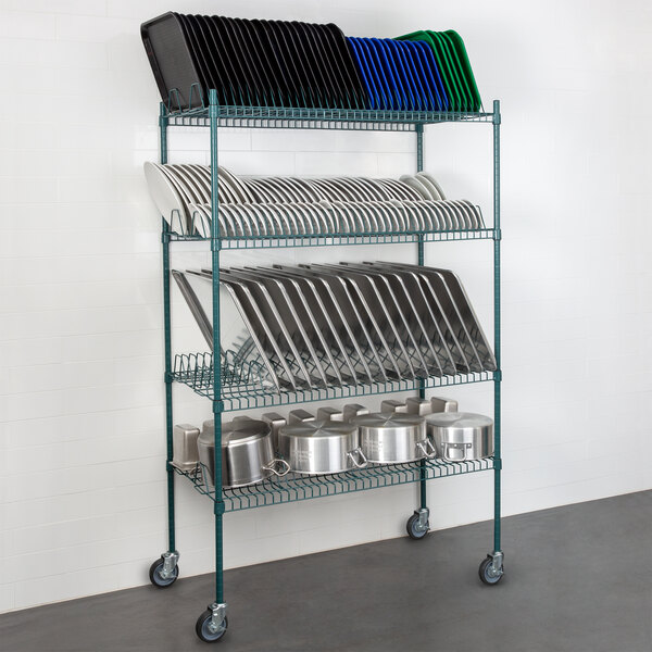 Regency 24" x 48" Green Epoxy Drying Rack 4-Shelf Kit with 64" Posts ...