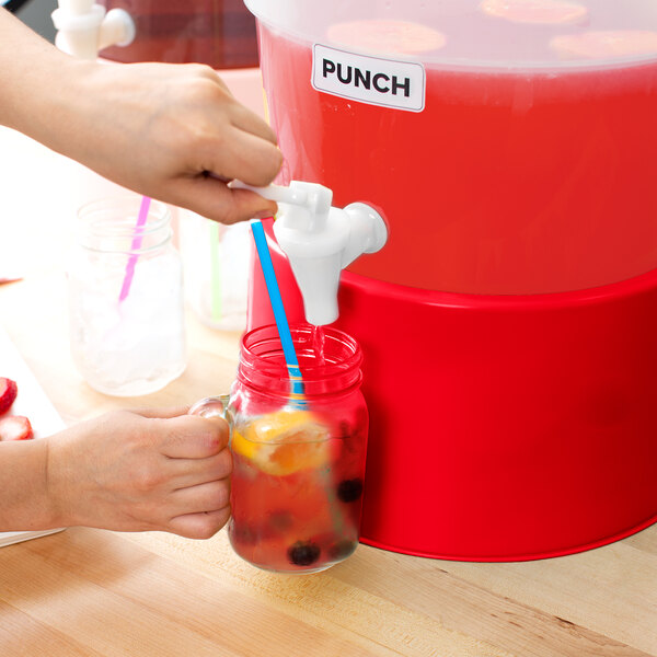 Choice Round 3 Gallon Translucent Beverage Dispenser with Red Base