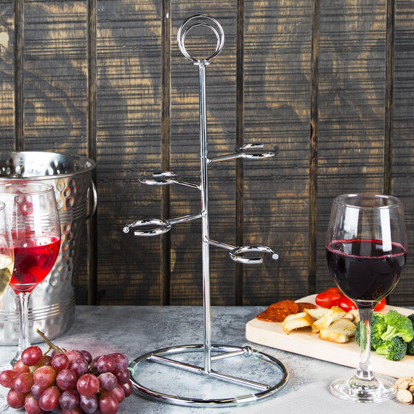 Franmara 8544 Delux Steel 4 Glass Tiered Wine Flight