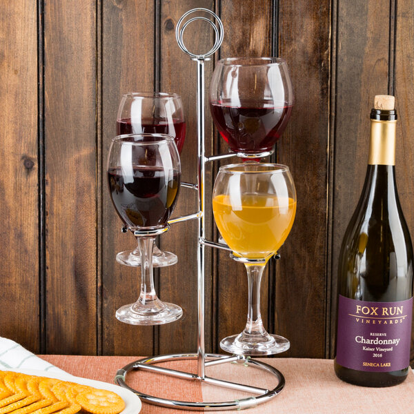 Franmara 8544 Delux Steel 4 Glass Tiered Wine Flight