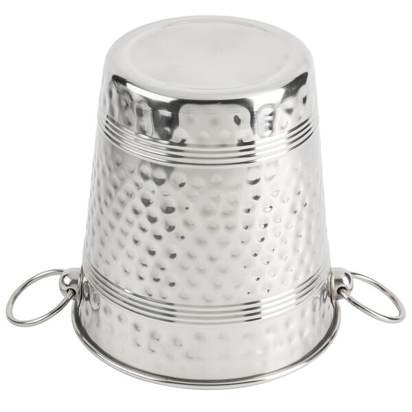 Tablecraft 5198 4.5 Qt. Hammered Stainless Steel Wine Bucket