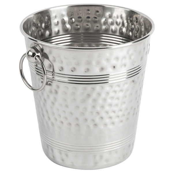 Tablecraft 5198 4.5 Qt. Hammered Stainless Steel Wine Bucket