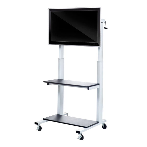 Luxor CLCD Crank Adjustable Height TV Cart with 2 Shelves for 32" to 80 ...