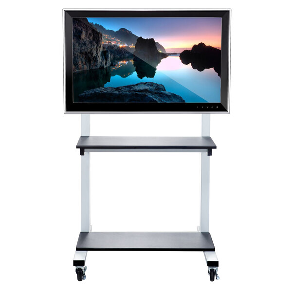 Luxor CLCD Crank Adjustable Height TV Cart with 2 Shelves for 32" to 80 ...