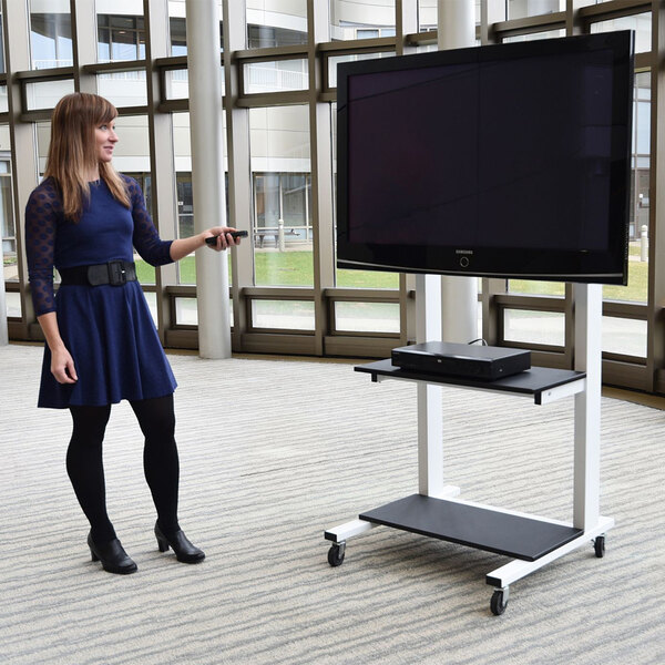 Luxor CLCD Crank Adjustable Height TV Cart with 2 Shelves for 32" to 80 ...