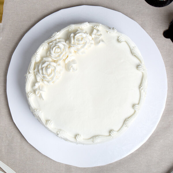 Enjay 1/2-14RW12 14" Fold-Under 1/2" Thick White Round Cake Drum