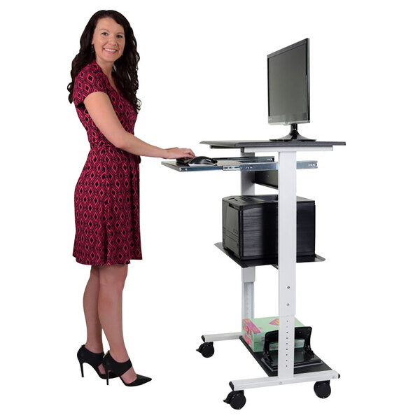 Luxor STAND-WS30 3 Shelf Adjustable Height Standing Workstation - 29" x 19"
