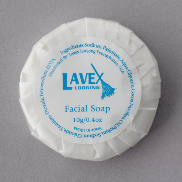 Lavex 0.4 oz. Hotel and Motel Round Wrapped Face Soap - 1000/Case