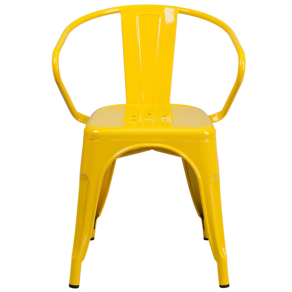 Flash Furniture CH-31270-YL-GG Yellow Stackable Galvanized Steel Chair ...