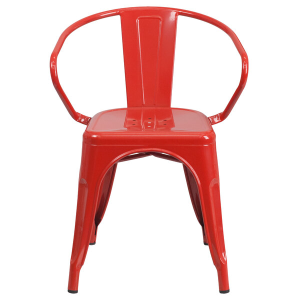 Flash Furniture CH-31270-RED-GG Red Stackable Galvanized Steel Chair ...