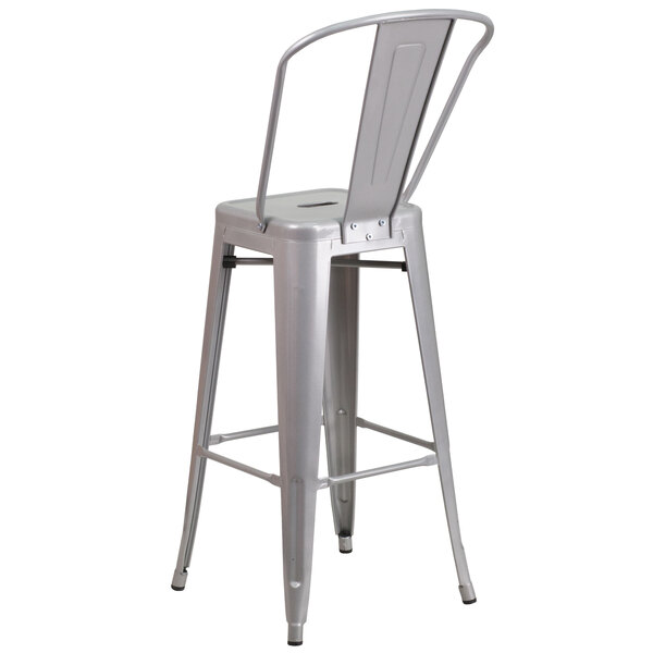 Flash Furniture CH-31320-30GB-SIL-GG 30" Silver Galvanized Steel Bar ...