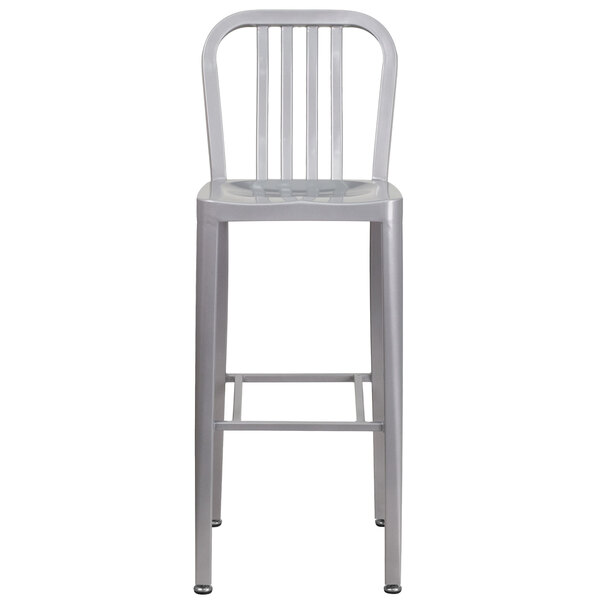 Flash Furniture CH-61200-30-SIL-GG 30" Silver Metal Indoor / Outdoor ...