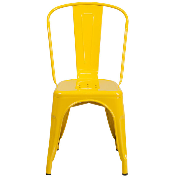 Flash Furniture CH-31230-YL-GG Yellow Stackable Galvanized Steel Chair ...