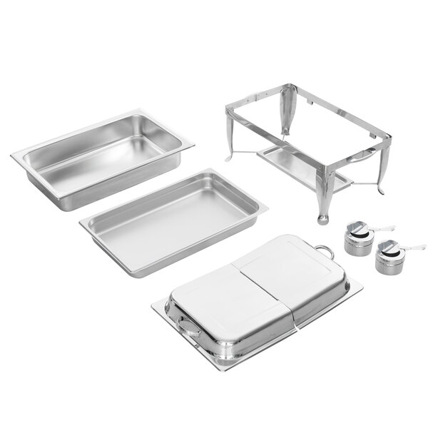 Choice 8 Qt. Full Size Folding Chafer Kit with Stainless Steel Hinged Cover
