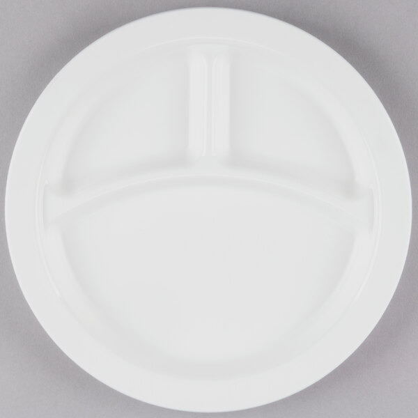 Cambro 93CW148 Camwear 3 Compartment 9" White Polycarbonate Narrow Rim ...