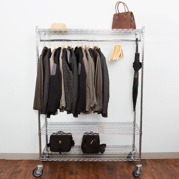 Regency 18" x 48" x 70" Chrome Mobile Garment Rack