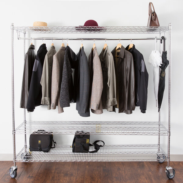 Regency 18" x 72" x 69" Chrome Mobile Garment Rack
