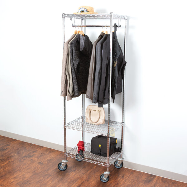 Regency 18" x 24" x 70" Chrome Mobile Garment Rack