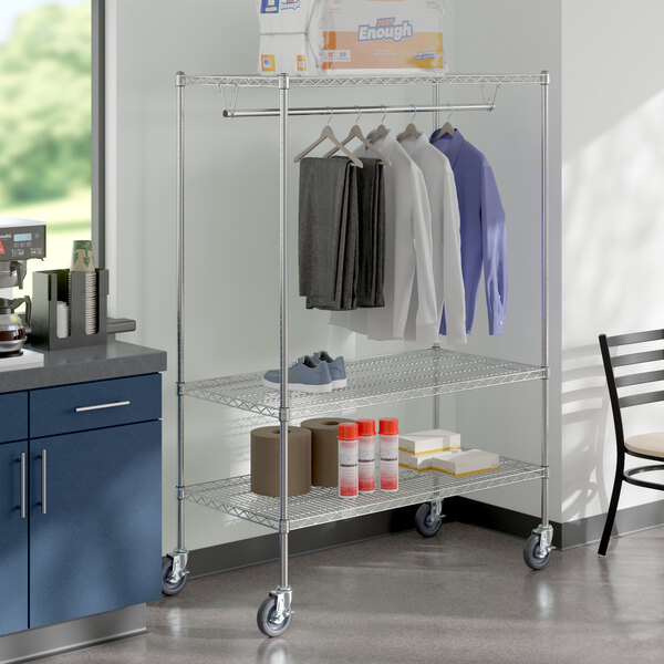 Regency 24" x 48" x 70" Chrome Mobile Garment Rack