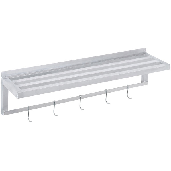Channel TWS1248/PH 12" x 48" Slotted Aluminum Wall Shelf with Pot Hooks ...