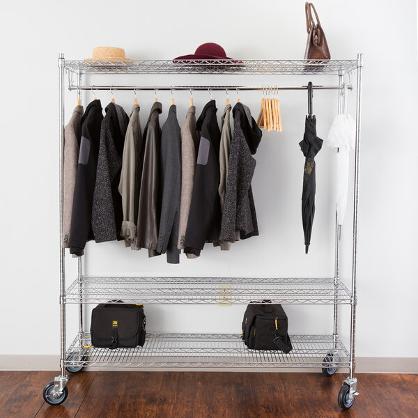 Regency 18" x 60" x 70" Chrome Mobile Garment Rack