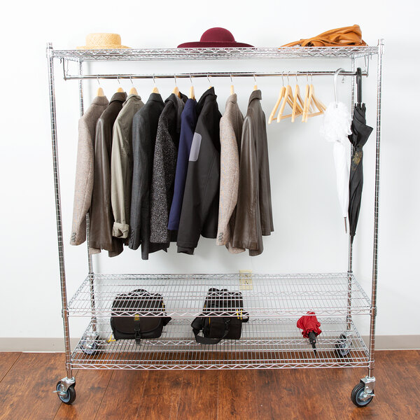 Regency 24" x 60" x 70" Chrome Mobile Garment Rack