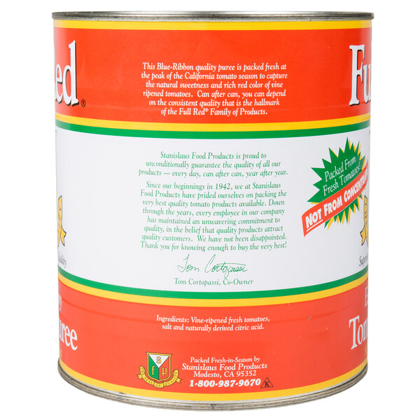 Stanislaus #10 Can Full-Red Extra Heavy Tomato Puree - 6/Case