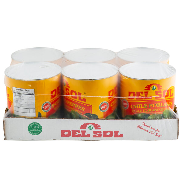 Del Sol Whole Poblano Peppers (#10 Can) - 6/Case
