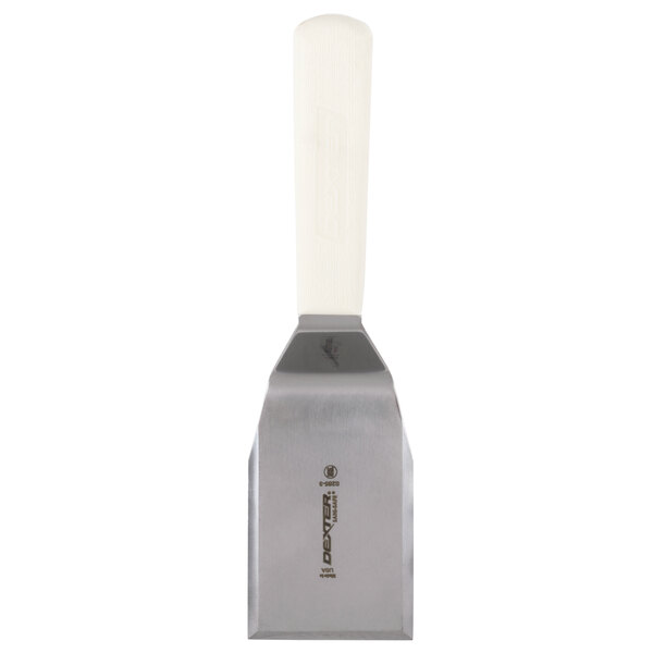 Dexter-Russell 16433 4" x 3" Solid Turner - White Plastic Handle