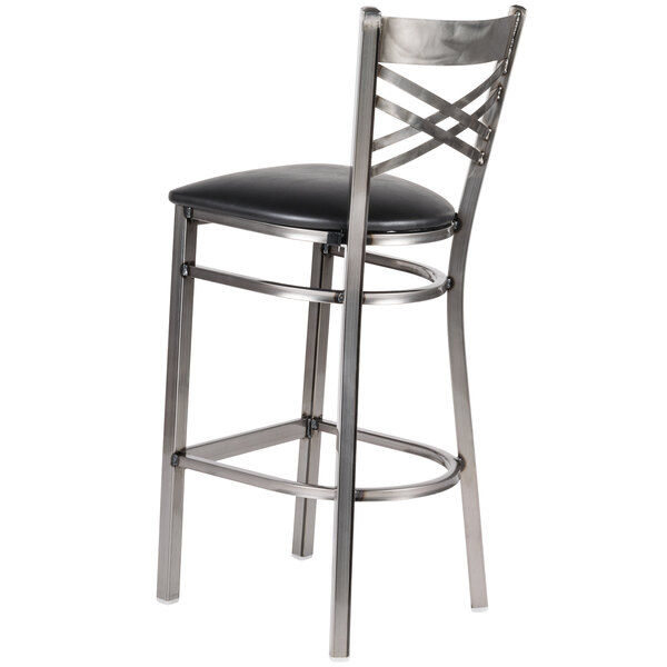Lancaster Table & Seating Clear Coat Finish Cross Back Bar Stool with 2 ...