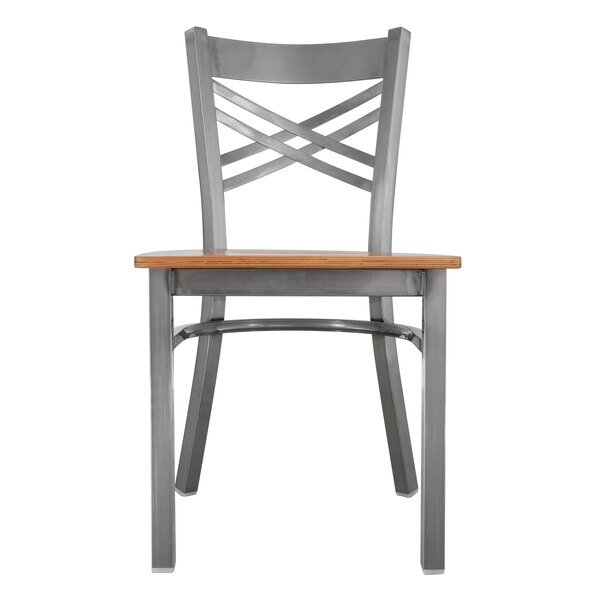 Lancaster Table & Seating Cross Back Clear Coat Steel Chair with ...