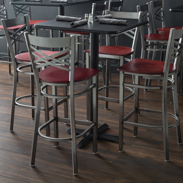 Lancaster Table & Seating Clear Coat Finish Cross Back Bar Stool with ...