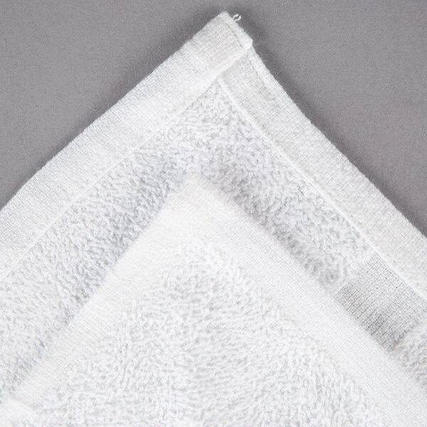 Oxford Silver 16" x 27" White Open End Cotton / Poly Hand Towel 3 lb ...
