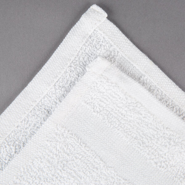 Oxford Silver 12" x 12" White Open End Cotton / Poly Wash Cloth 1 lb ...