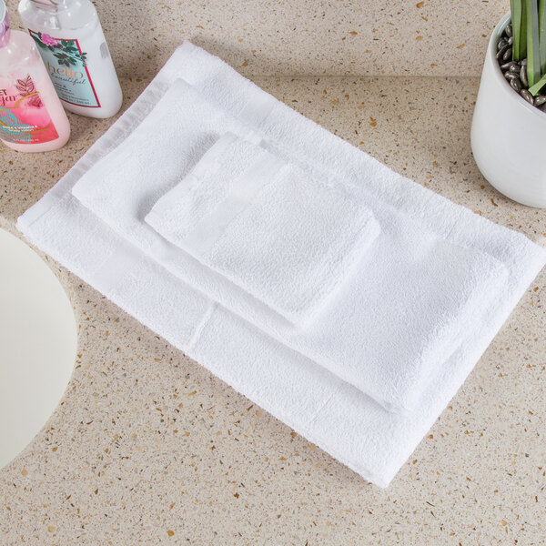 Oxford Silver 12" x 12" White Open End Cotton / Poly Wash Cloth 1 lb ...