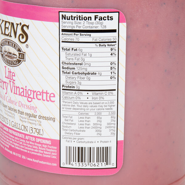 Ken's Foods 1 Gallon Lite Raspberry Vinaigrette Dressing