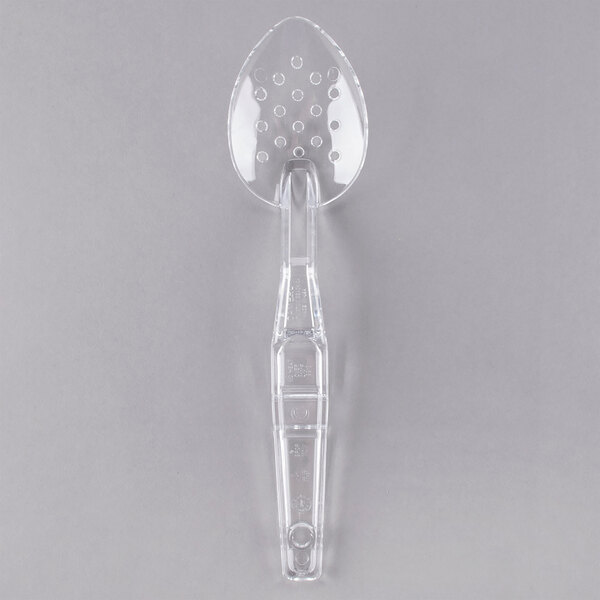 Cambro SPOP11CW135 11" Clear Camwear Perforated Salad Bar / Buffet Spoon