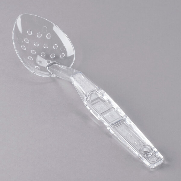 Cambro SPOP11CW135 11" Clear Camwear Perforated Salad Bar / Buffet Spoon