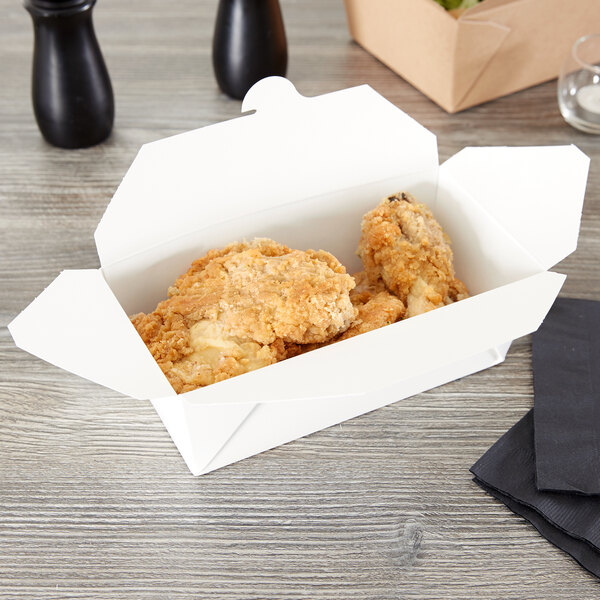 Fold-Pak 09BPWHITEM Bio-Pak 8" x 4" x 3" White Microwavable Paper #9 ...