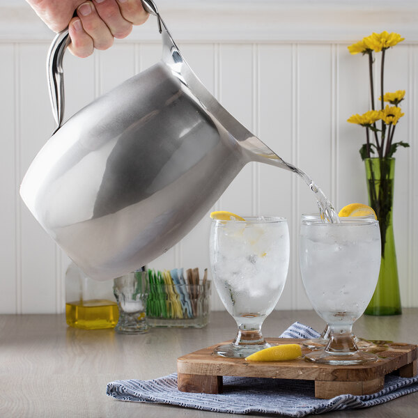 Acopa 96 oz. Smooth Stainless Steel Bell Pitcher with Ice Guard