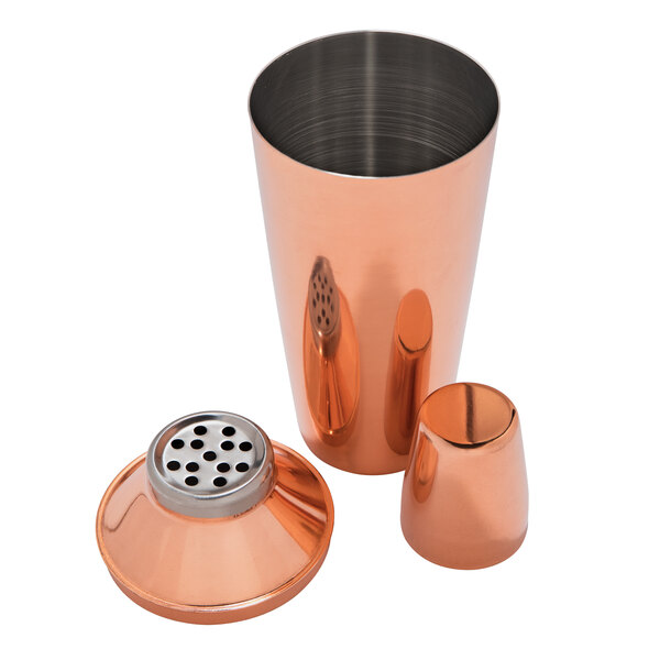 Choice 28 oz. Copper-Plated 3-Piece Cobbler Cocktail Shaker