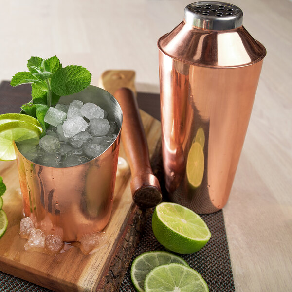 Choice 28 oz. Copper-Plated 3-Piece Cobbler Cocktail Shaker